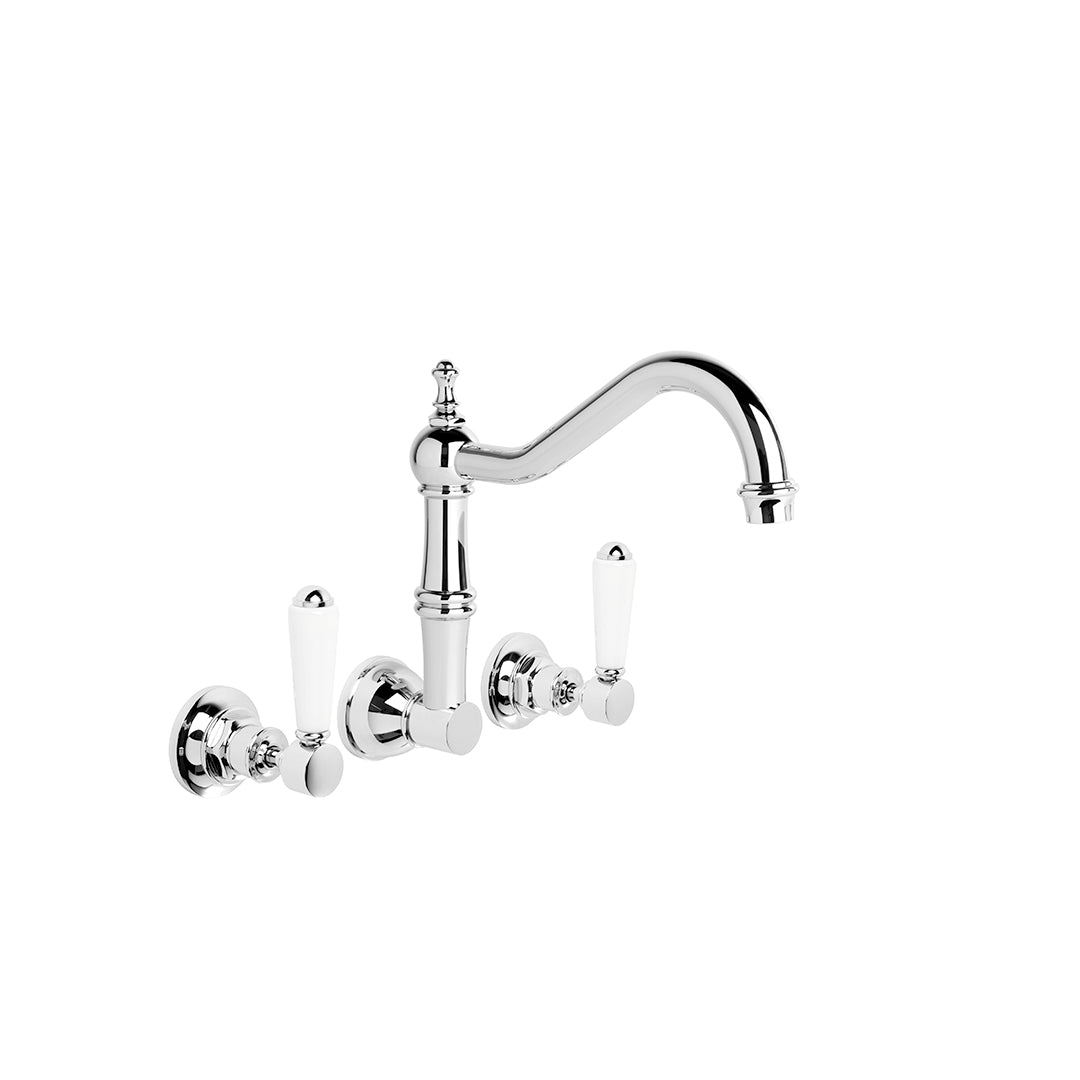 Brodware Winslow Wall Set White Porcelain Lever Durobrite Chrome | Cook ...
