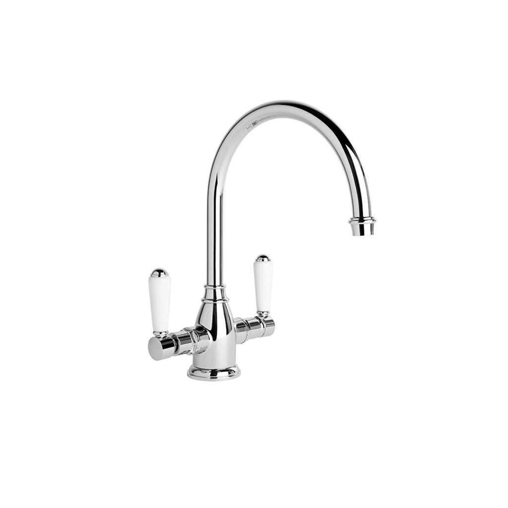 Brodware Winslow Kitchen Mixer White Porcelain Lever Durobrite Chrome ...