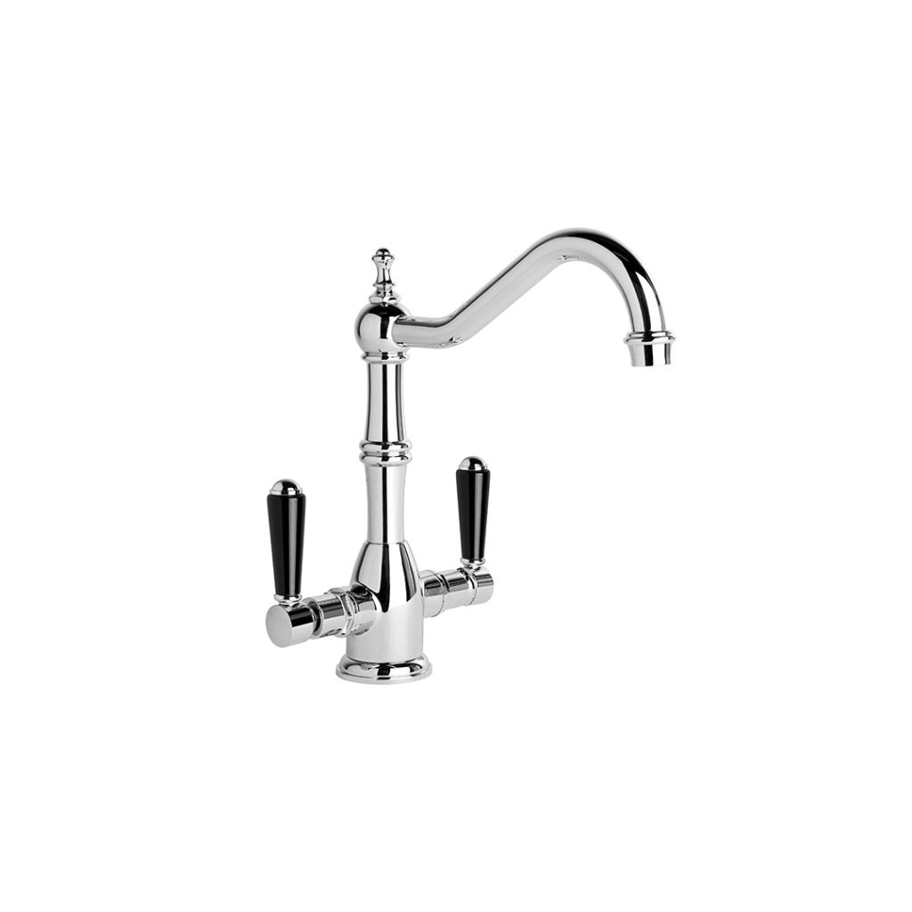 Brodware Winslow Kitchen Mixer Black Porcelain Lever Durobrite Chrome ...