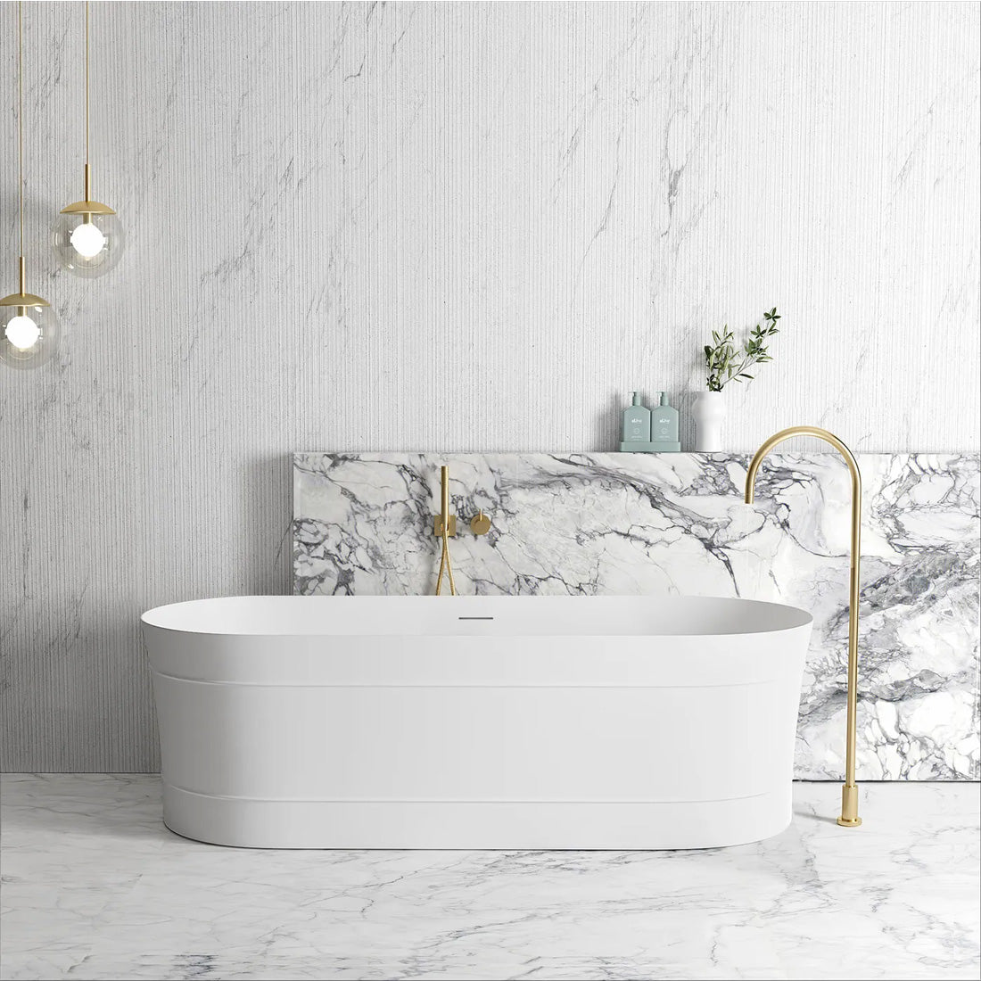 Otti Attica Bondi Bath With Overflow 1700mm Matte White – Cook & Bathe
