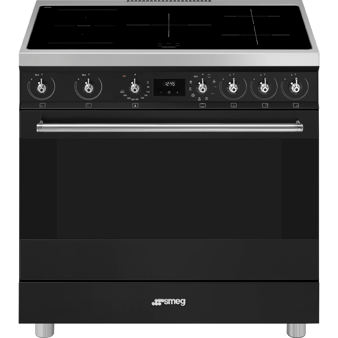 Smeg Classic Upright Cooker With Induction Cooktop 90cm Matte Black ...