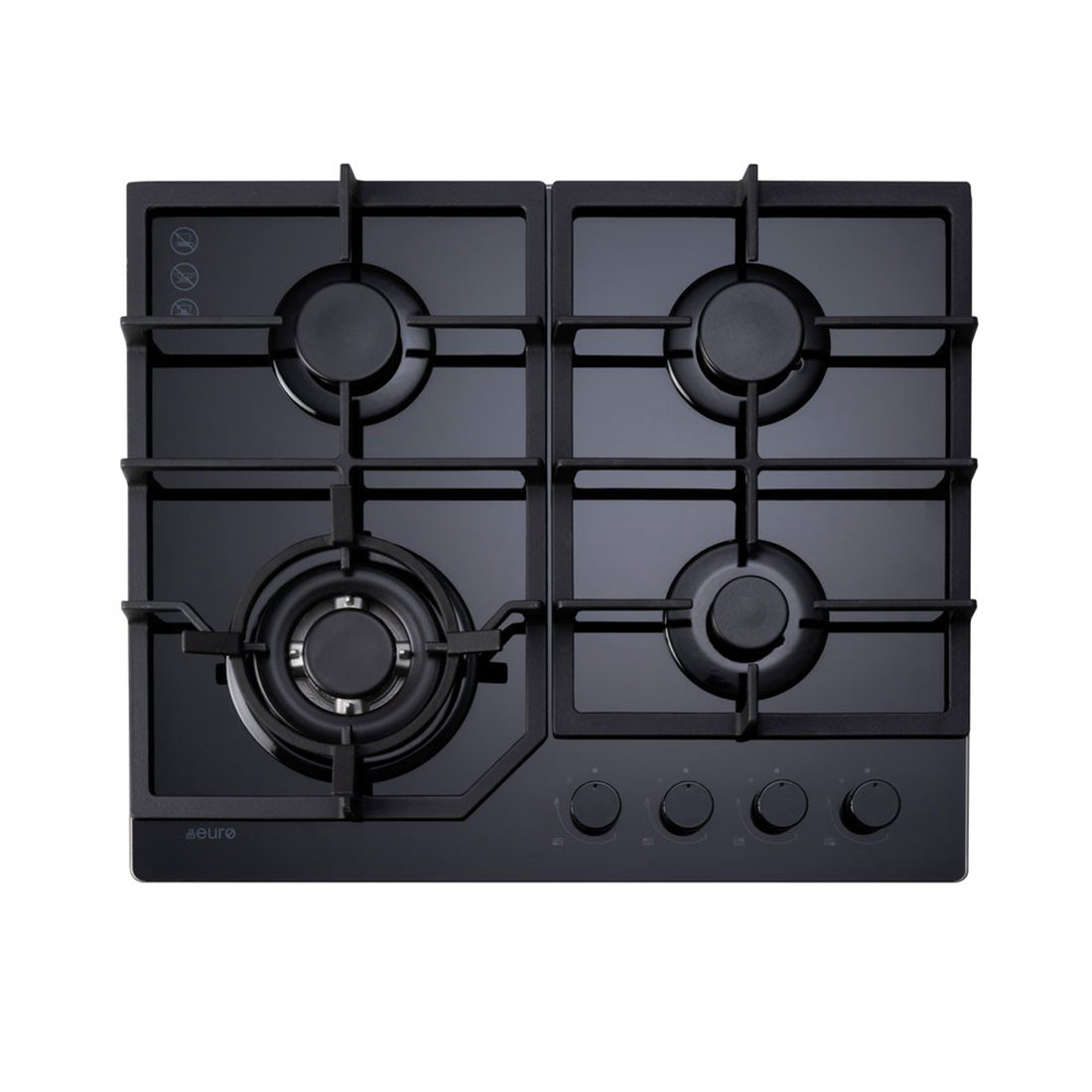 Euro Appliances Gas On Glass Cooktop, Black, 60cm – Cook & Bathe