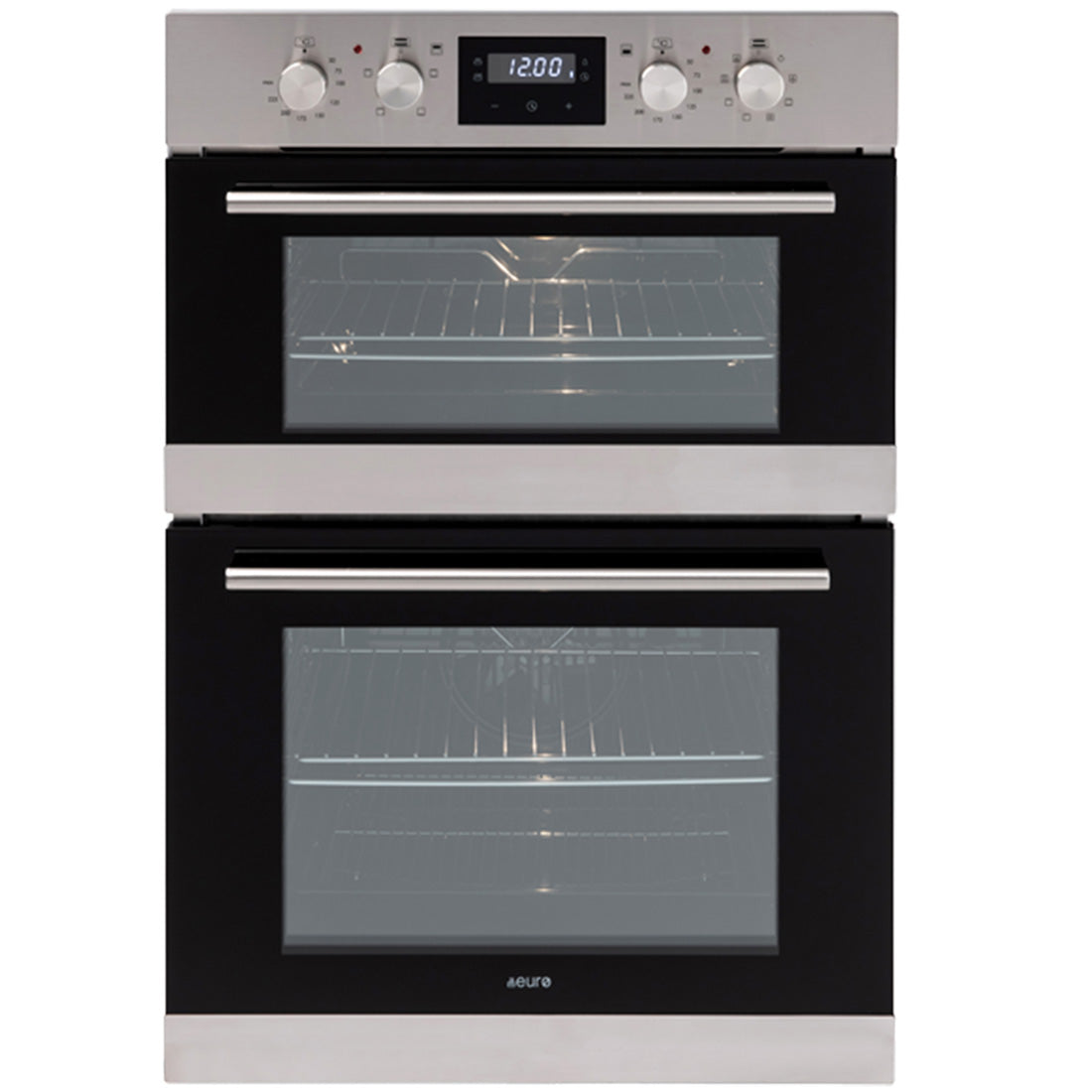 Euro Appliances Electric Double Oven, Black Glass And Stainless Steel ...