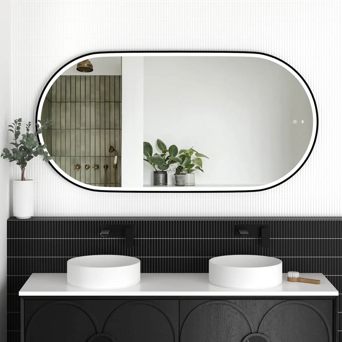 Otti LED Noosa 1500(W)x750(H) Black Metal Frame Mirror – Cook & Bathe