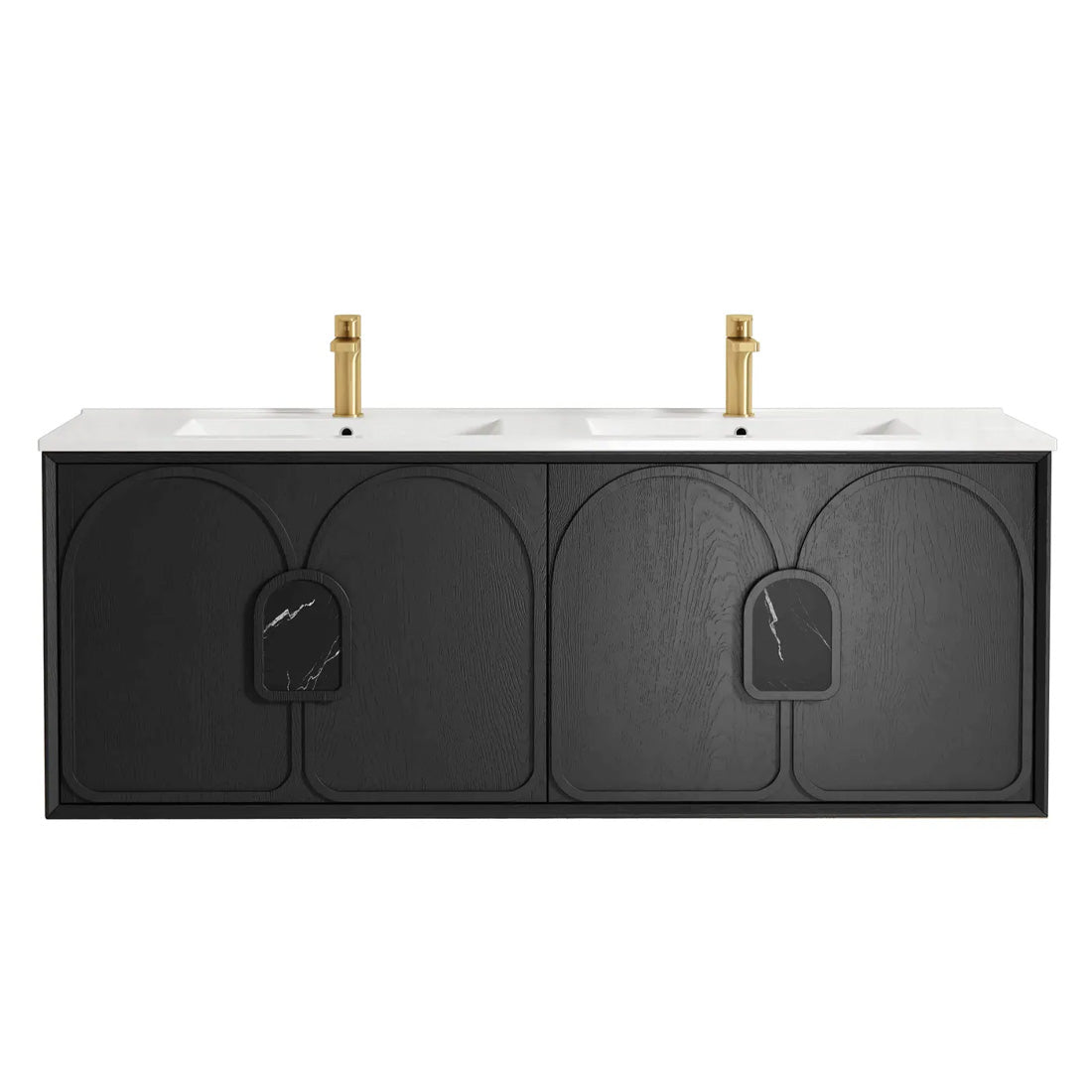 Otti Laguna Mark II 1500mm Black Oak Wall Hung Vanity (Slimline Cerami ...