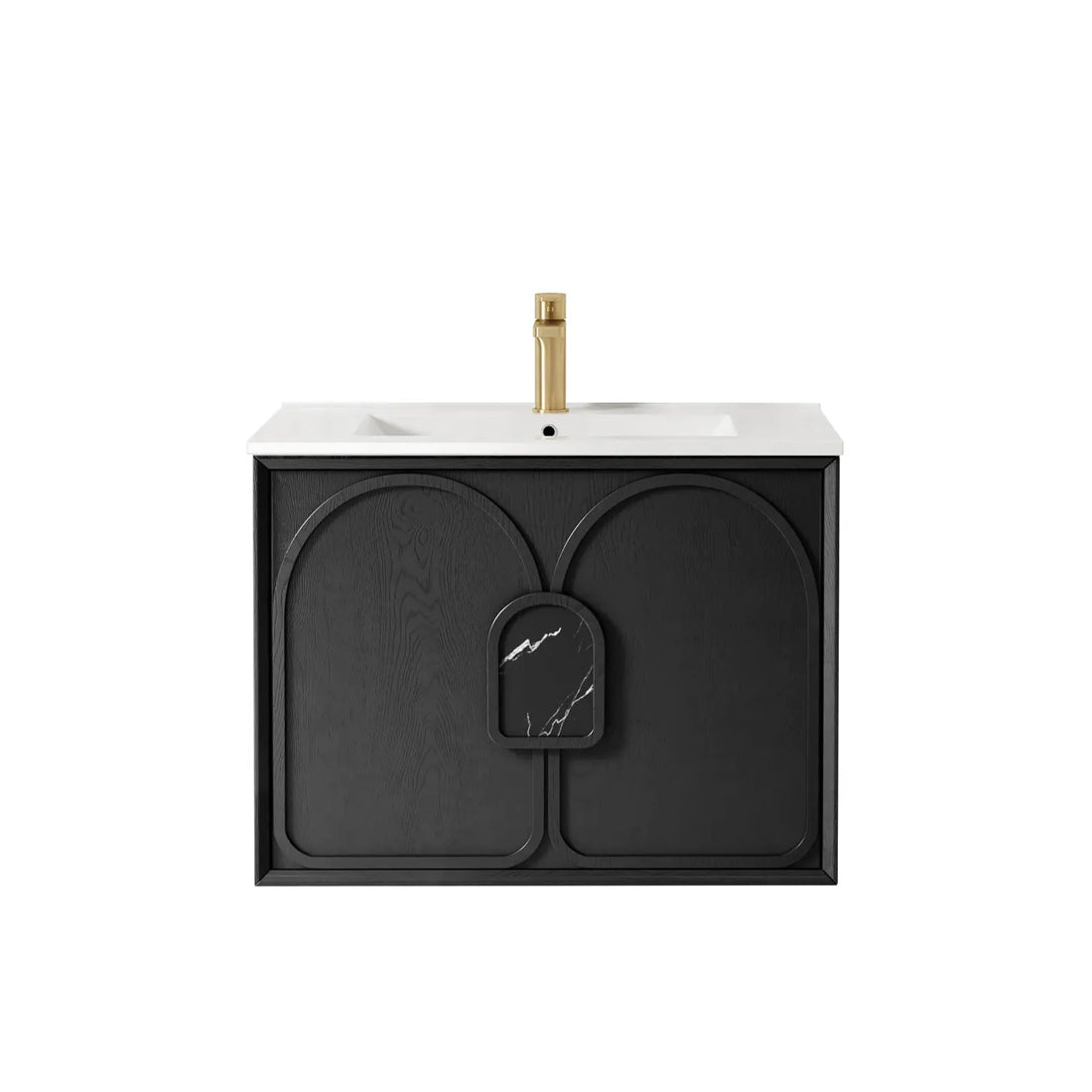 Otti Laguna Mark II 750mm Black Oak Wall Hung Vanity (Slimline Ceramic ...