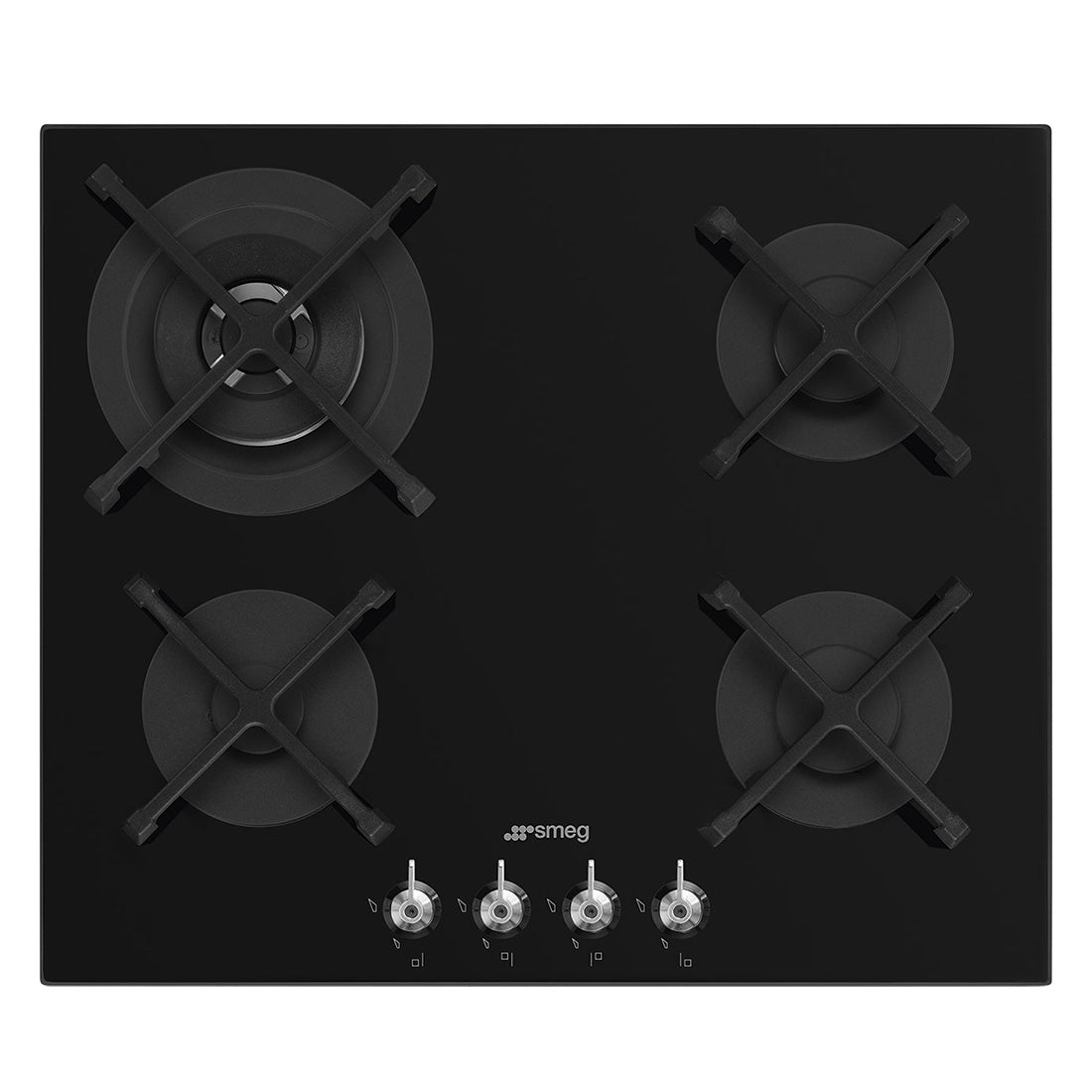 Smeg Classic 4 Burner Gas Cooktop Black Glass 60cm – Cook & Bathe