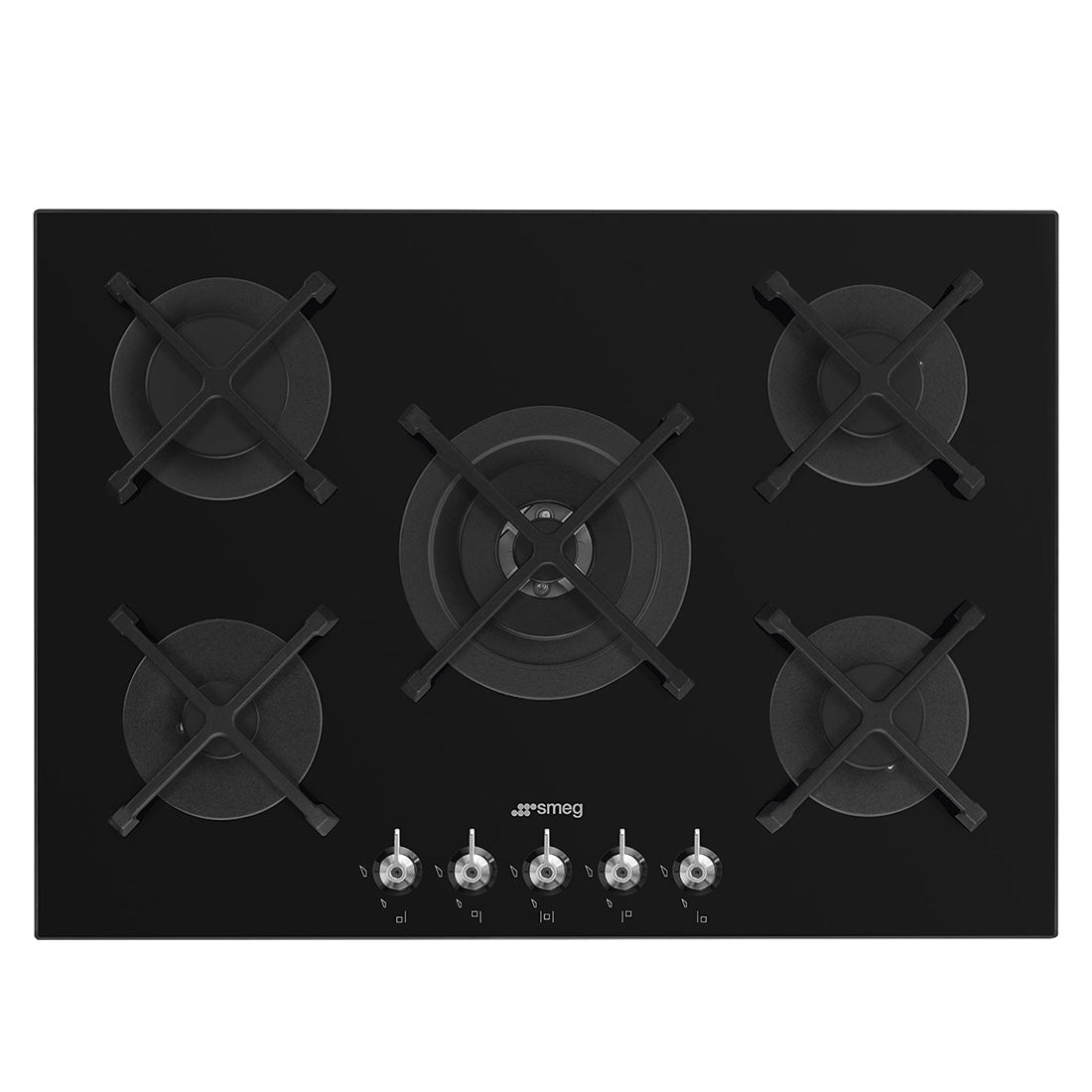 Smeg Classic 5 Burner Gas Cooktop Black Glass 75cm – Cook & Bathe
