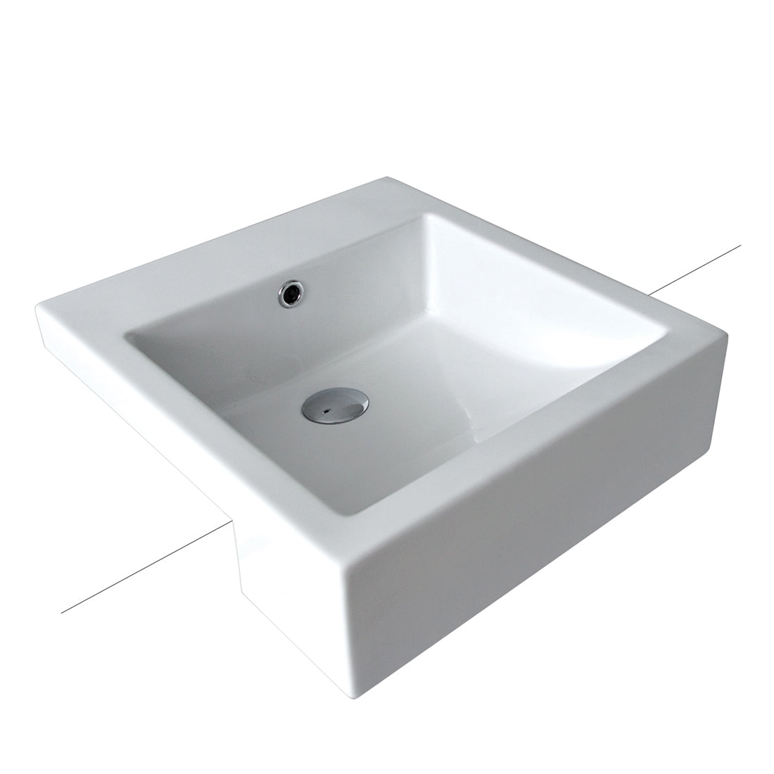 Seima Kyra Ceramic Semi-Recessed Basin, Square, No Taphole | Cook & Bathe