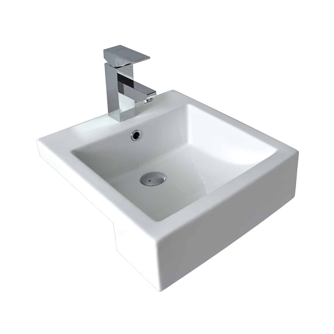 Seima Kyra Ceramic Semi-Recessed Basin, Square, 1 Taphole | Cook & Bathe