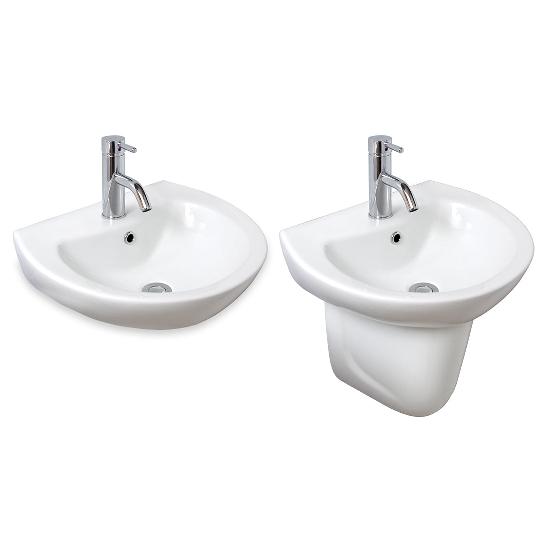 Seima Chios C236Ceramic Wall Basin, D-Shaped, 1 Taphole | Cook & Bathe